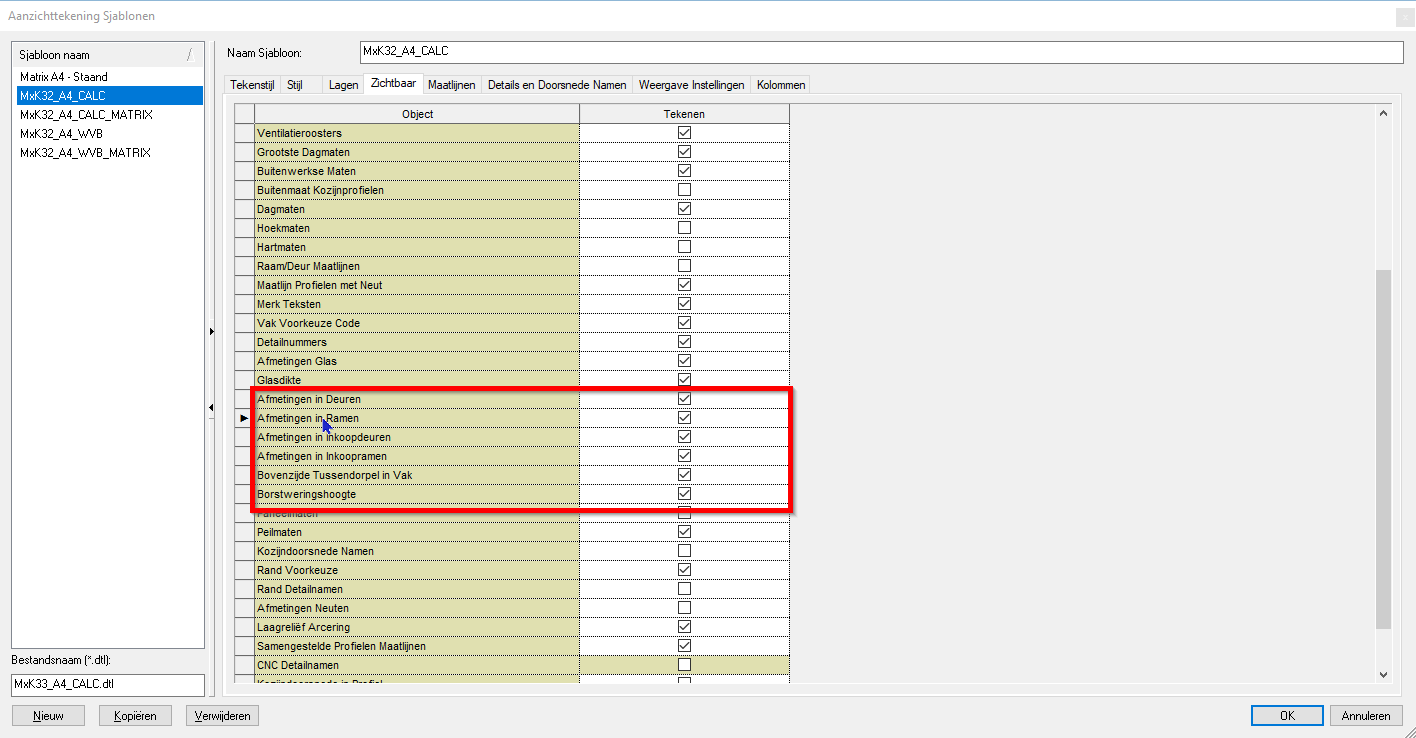 Vermelden raam-/ deurmaten | Matrix Knowledge Base